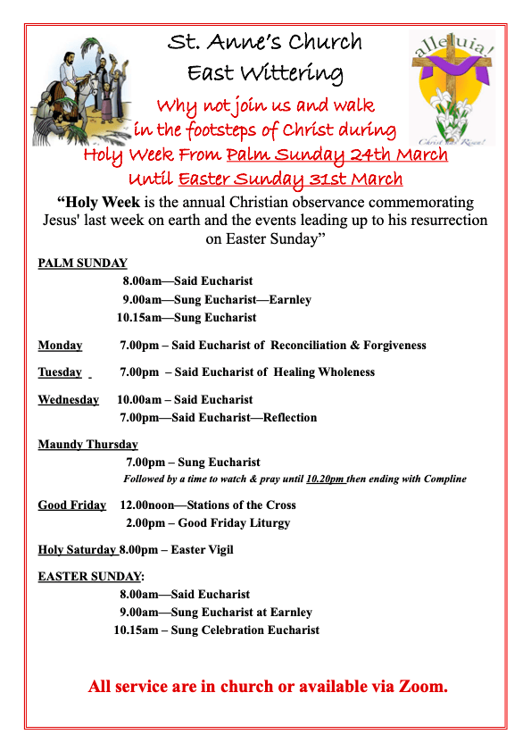 Easter services – St Anne’s Church East Wittering