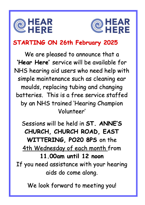 Hear Here service – St Anne’s Church East Wittering